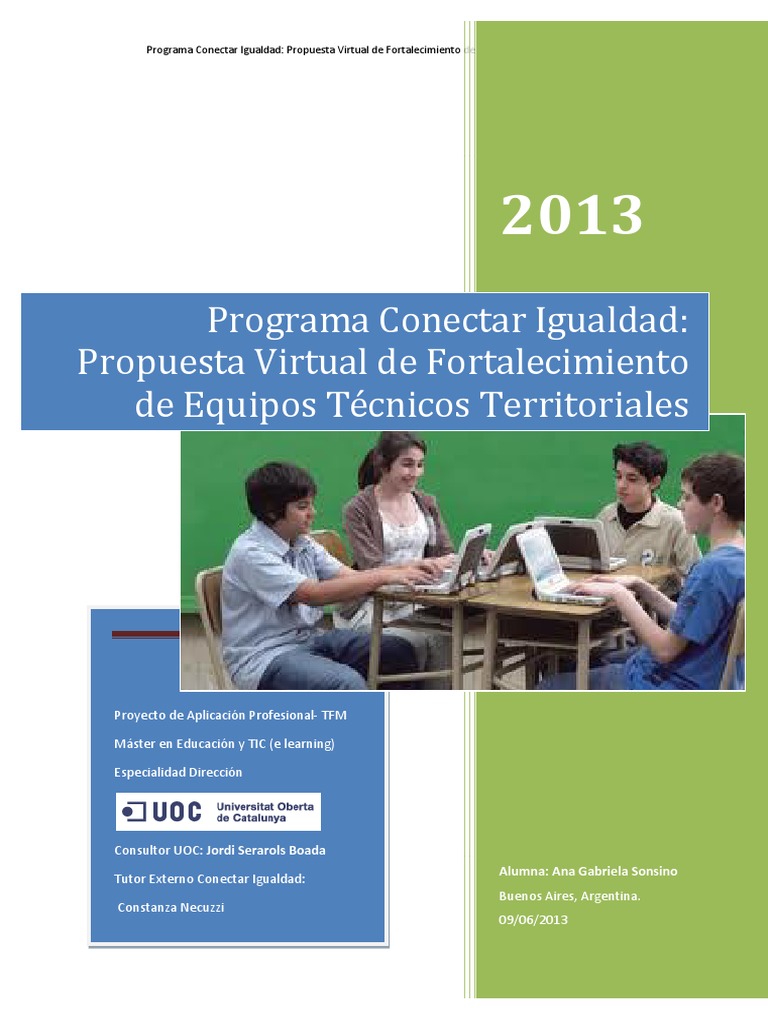 Programa Conectar Igualdad Propuesta Virtual de Fortalecimiento de ...