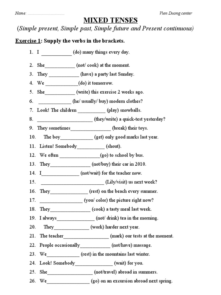 Grade 7 Mixed Tenses | PDF