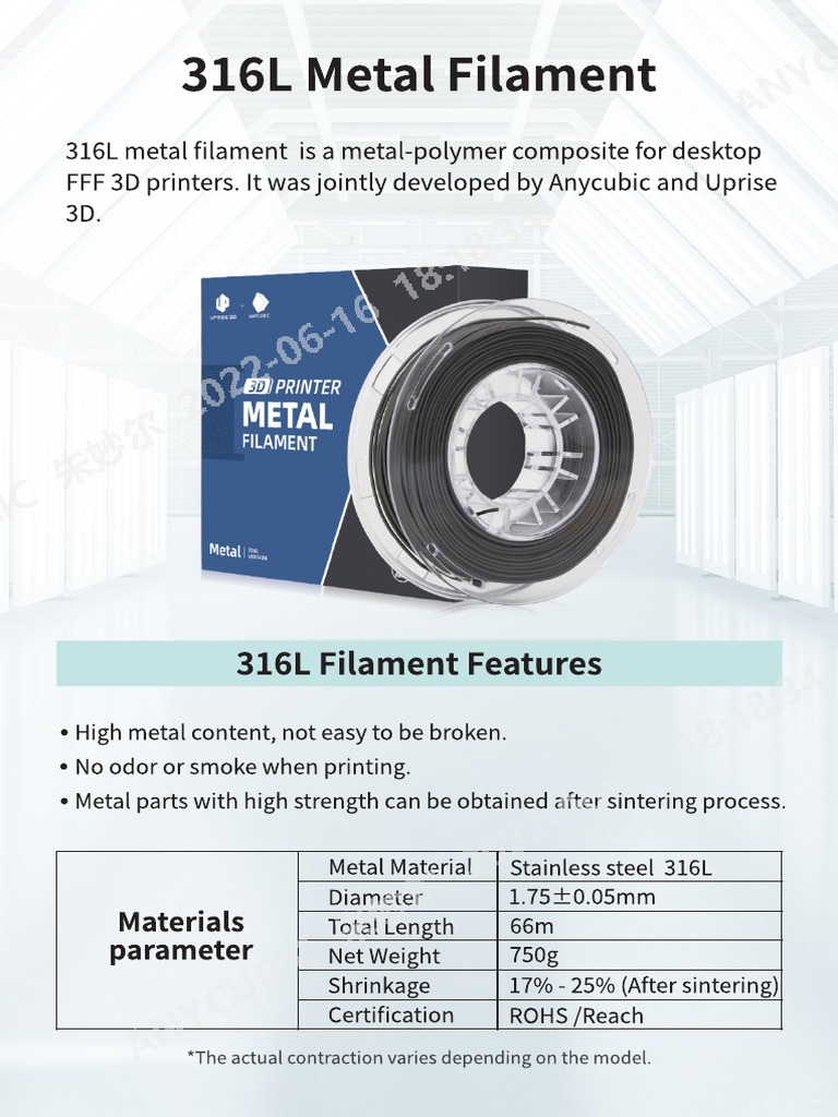 316L Metal Filament Details EN | PDF