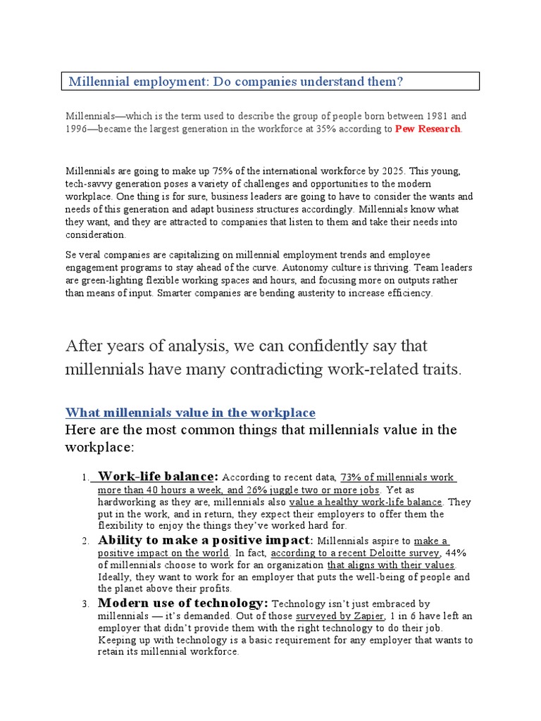 Millennial Employment | PDF | Millennials | Employment