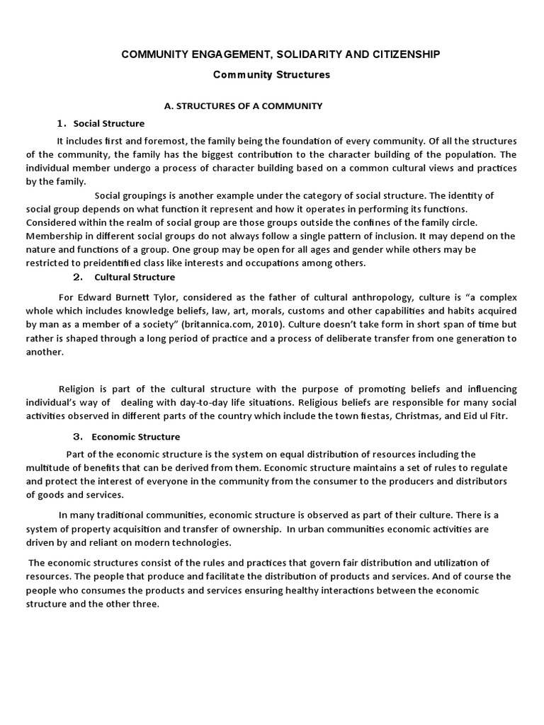 Community Structures Handouts | PDF | Leadership | Power (Social And ...