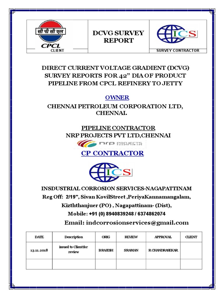Draft DCVG Survey Report - CPCL Chennai 1-New | PDF
