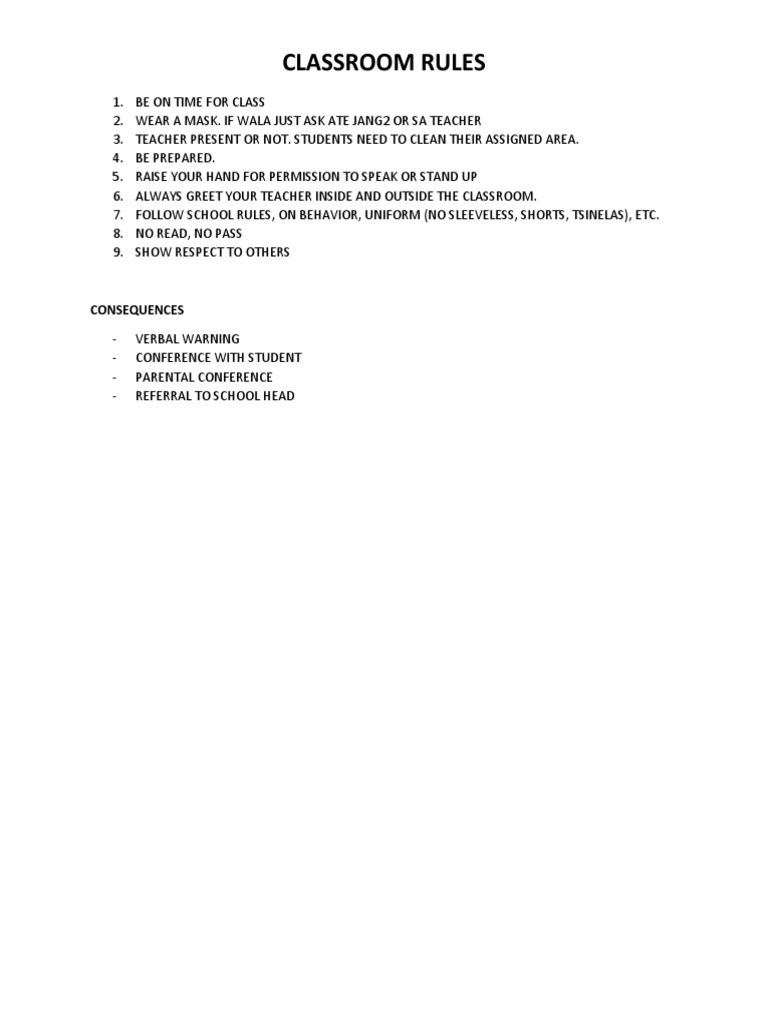 Classroom Rules | PDF