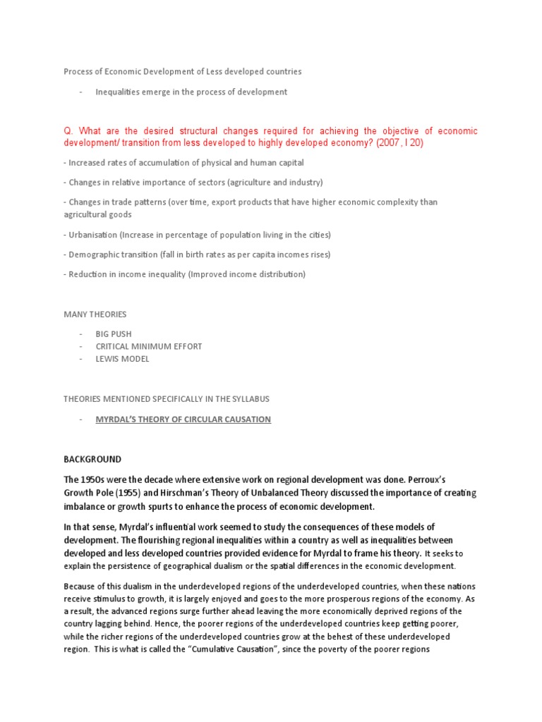 Myrdal's Cumulative Causation Theory | PDF | Economic Growth | Economic ...