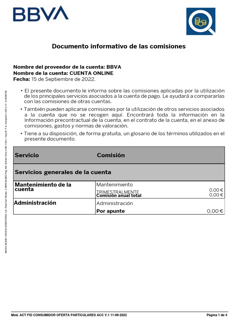 Contrato Comisiones BBVA | PDF | Tarjeta de débito | Comercio