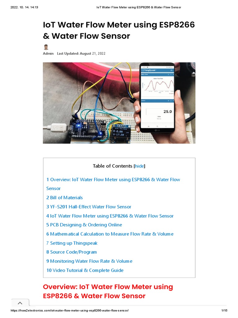 IoT Water Flow Meter Using ESP8266 & Water Flow Sensor | PDF | Flow Measurement | Internet Of Things