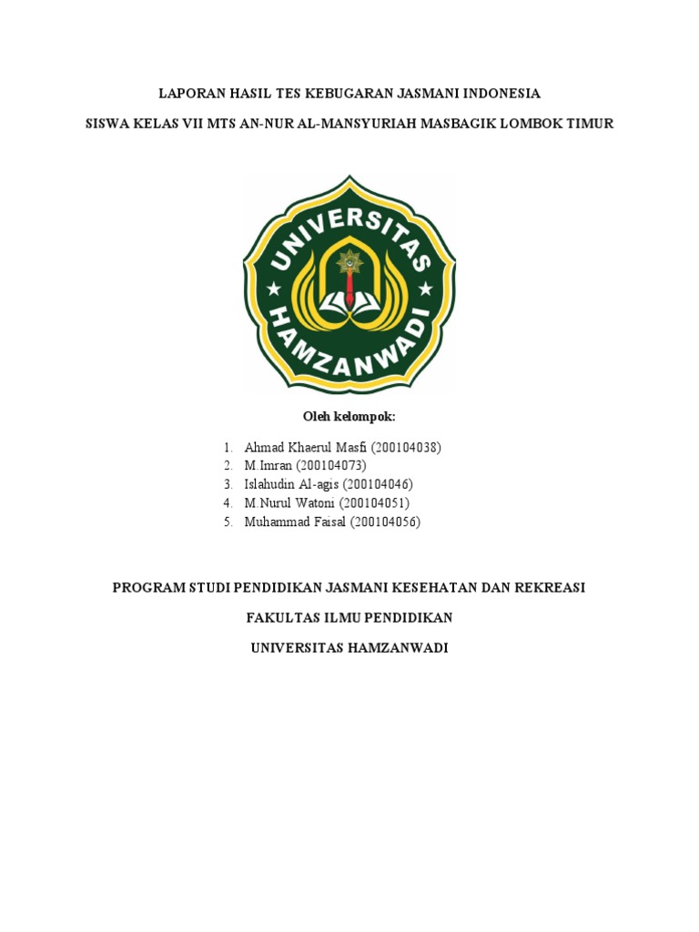 Laporan Kebugaran Jasmani Siswa MTS | PDF | Karier & Perkembangan | Pengembangan Diri