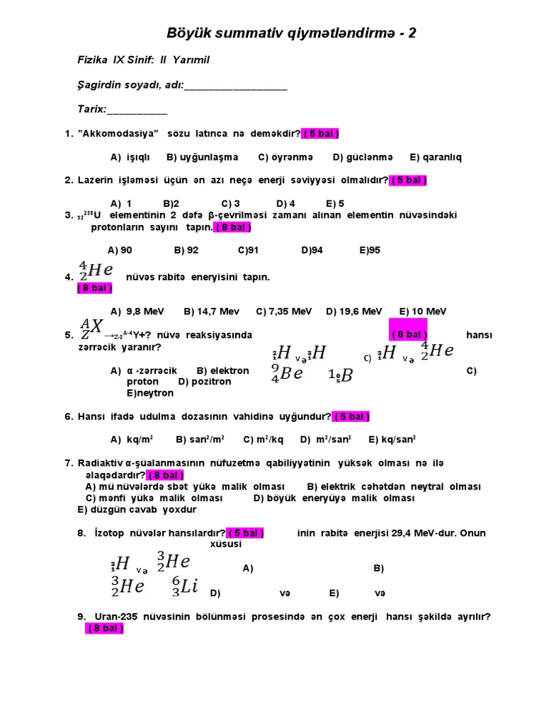 Fi̇zi̇ka 9 (BSQ - 2) .. | PDF