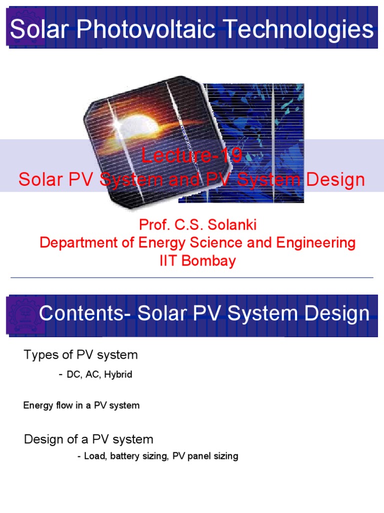 L-19 CSS Solar PV System Design | PDF | Photovoltaic System | Photovoltaics