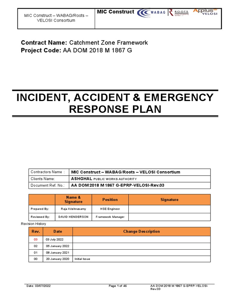 Incident, Accident & Emergency Response Plan Rev. 03 | PDF | Emergency ...