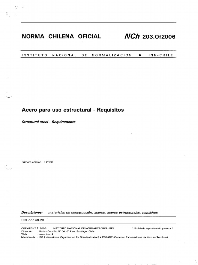 NCh203 Of2006 Acero para Uso Estructural Requisitos | PDF