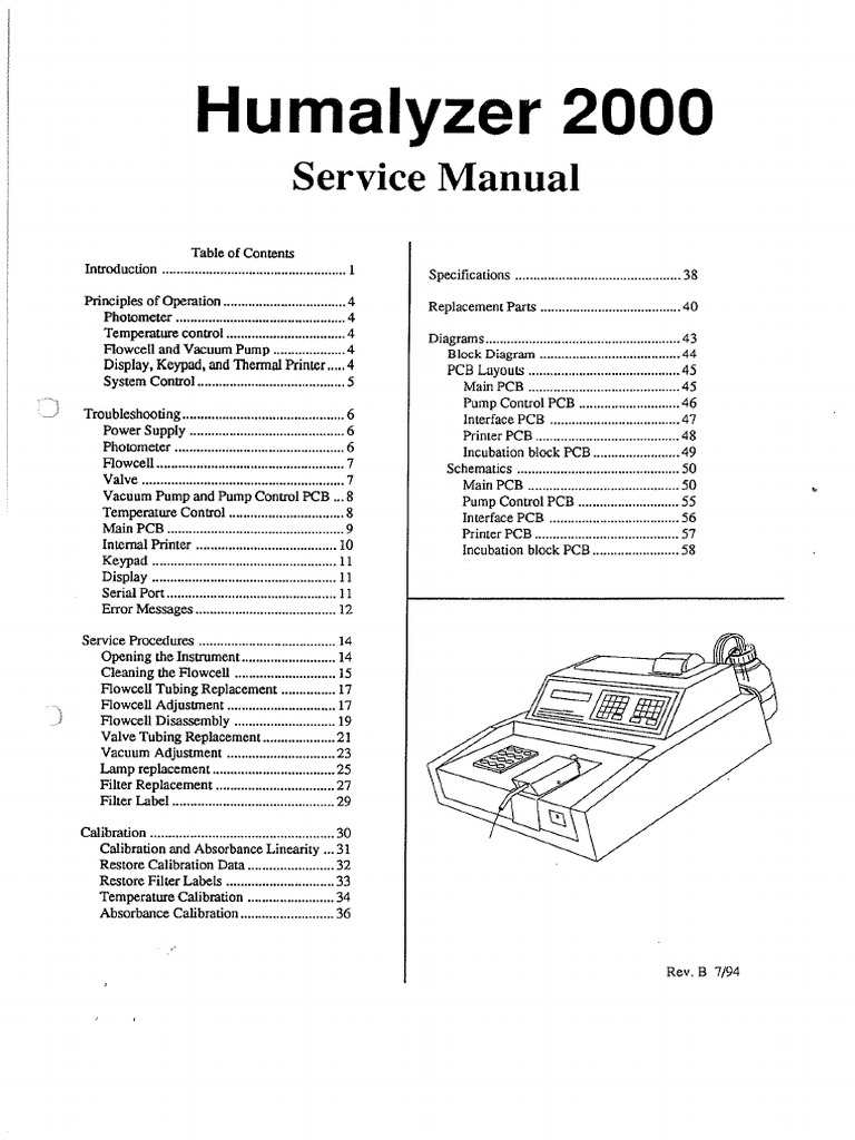 Human Humalyzer 2000 Service Manual | PDF