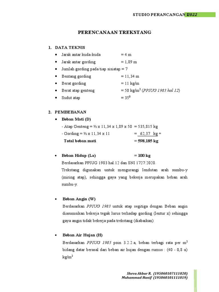 Perencanaan Trekstang untuk Atap Segitiga | PDF