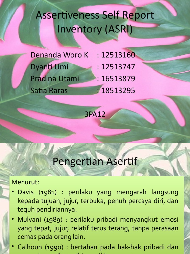 Kelompok 3 - Assertiveness Self Report Inventory | PDF