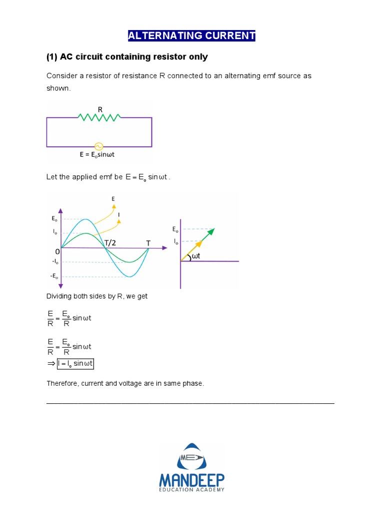 Alternating current all derivations | PDF | Inductance | Electrical ...