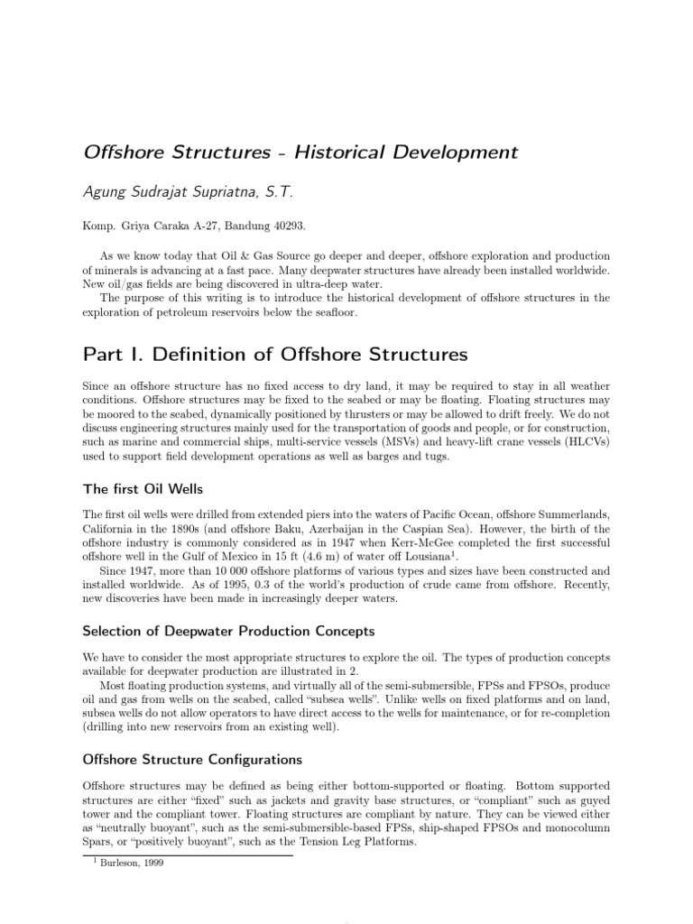 Offshore Structures-Historical Development | PDF | Offshore Drilling ...