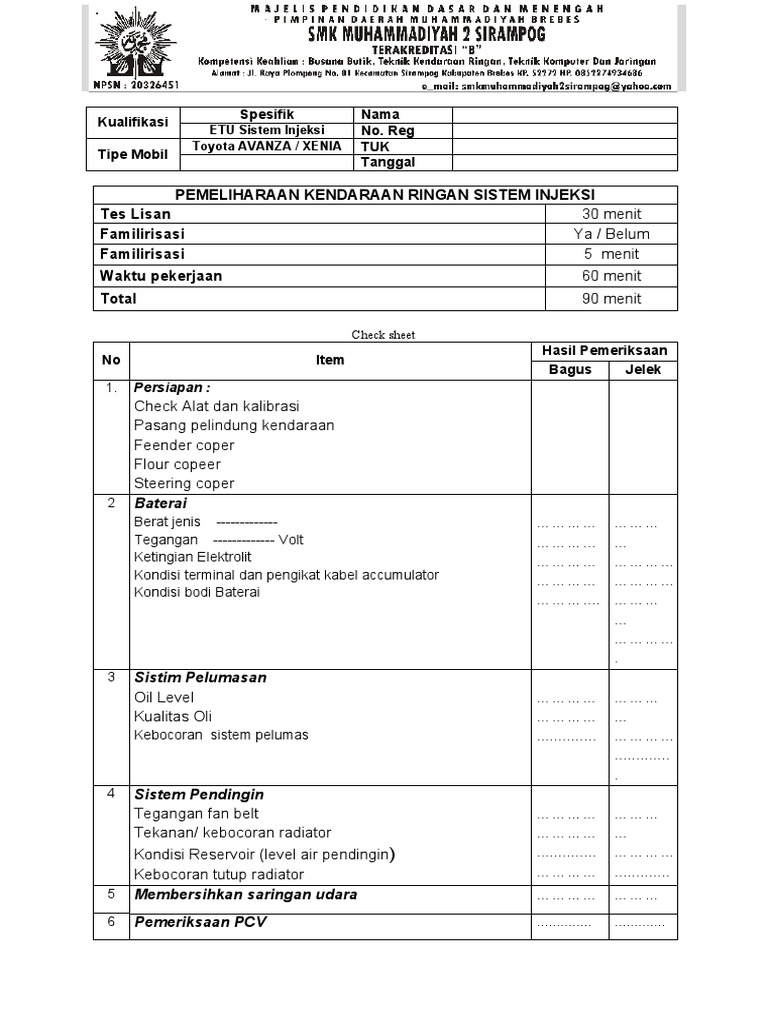MAINTENANCE CHECKLIST | PDF