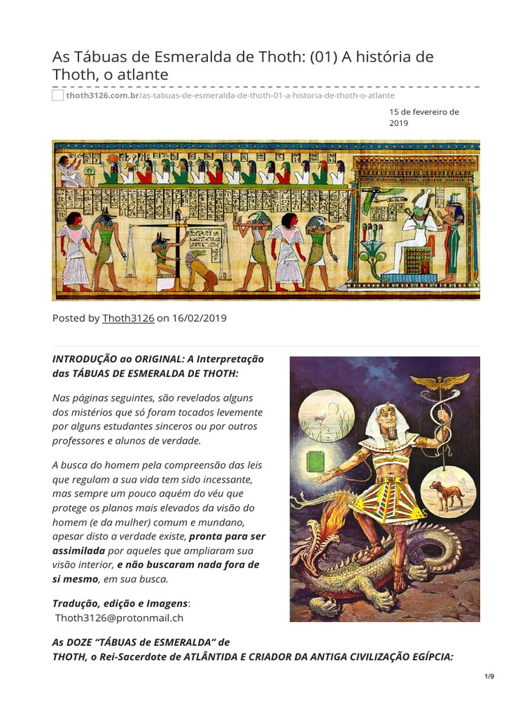 As Tábuas de Esmeralda de Thoth 01 A História de Thoth o Atlante | Download grátis PDF ...