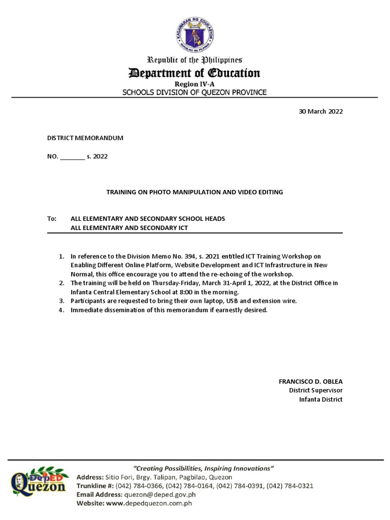 Ict Training Memo Pdf