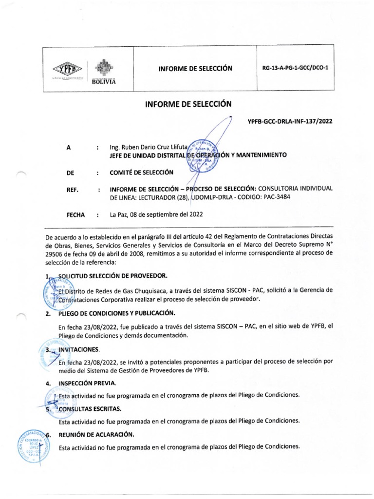 Informe de Seleccion 3484 | PDF