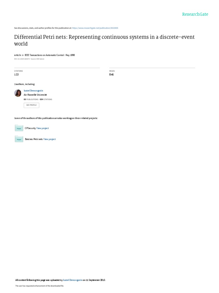 Differential Petri Nets Representing Continuous Sy | Download Free PDF | Differential Equations ...