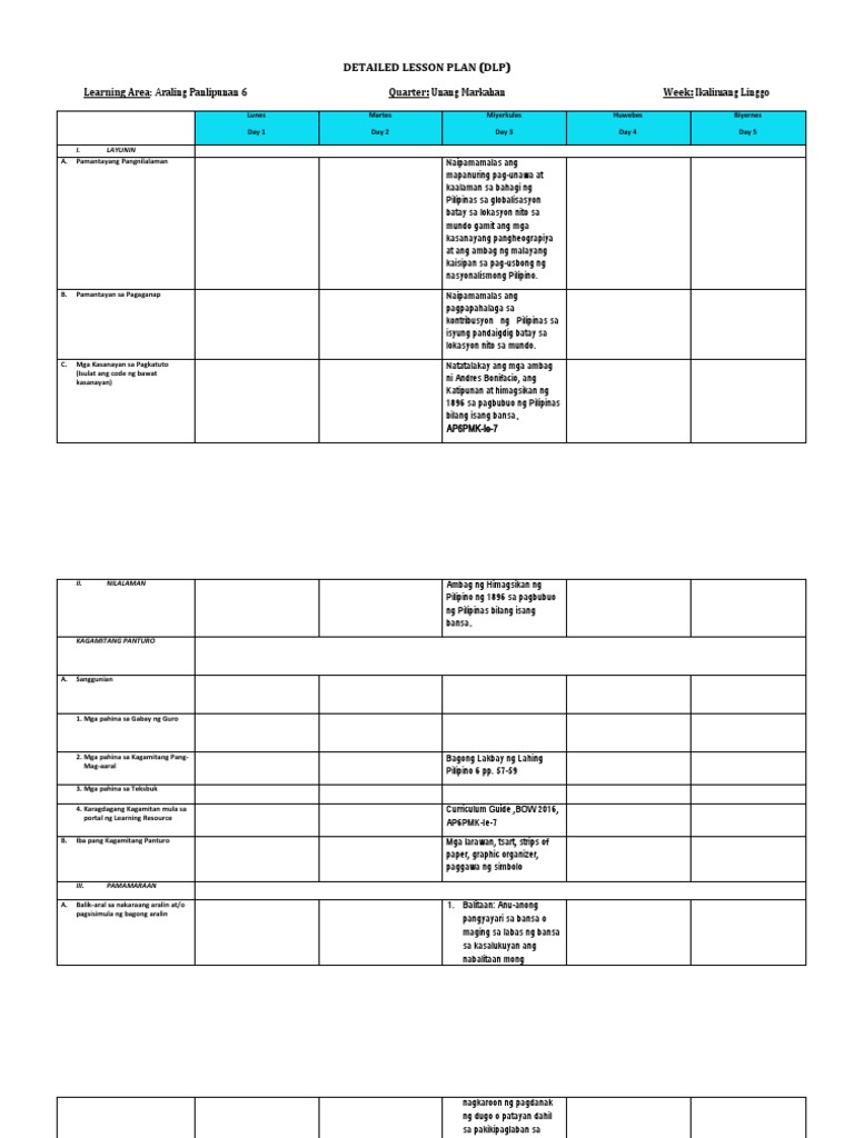DETAILED LESSON PLAN AP 6 - Q1 Week 5 Day 3 AP6PMK-Ie-7 | PDF