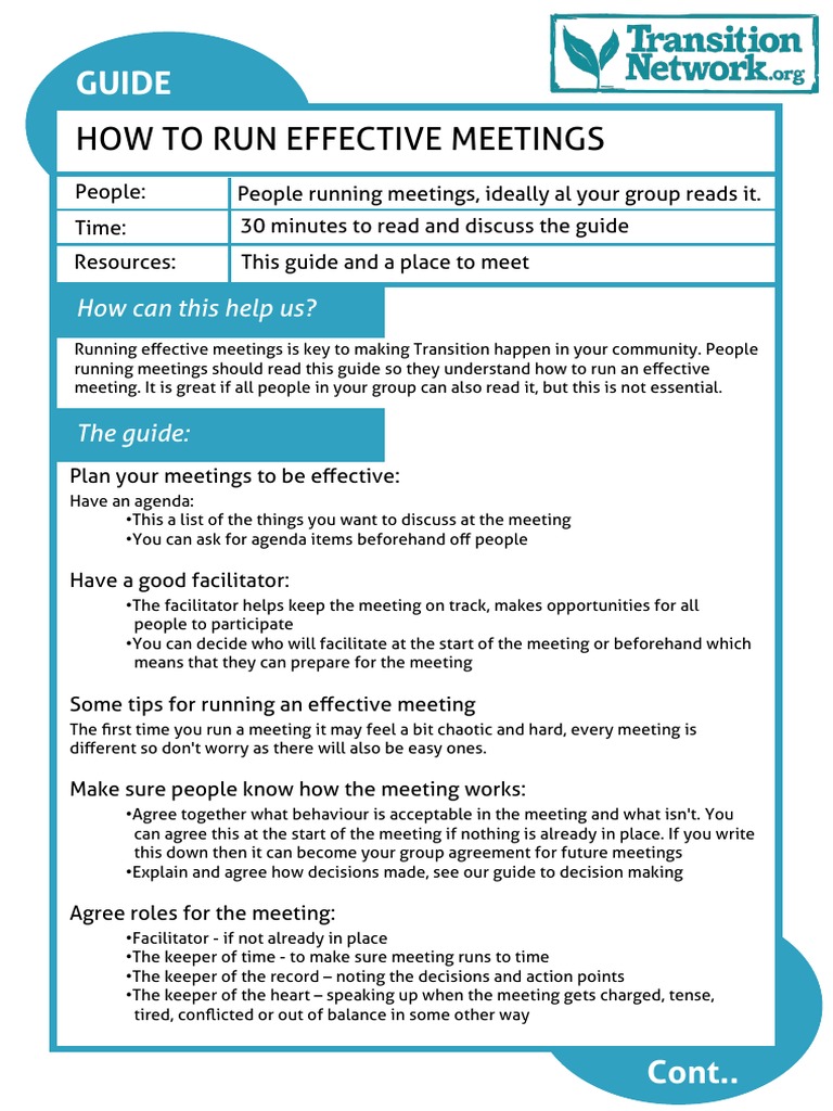 How To Run Effective Meetings | PDF | Facilitator