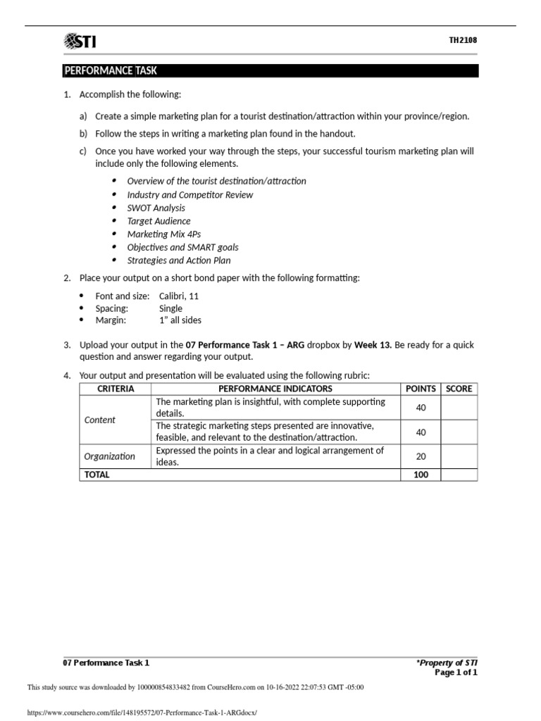 07 Performance Task 1 ARG | PDF | Marketing | Business Economics