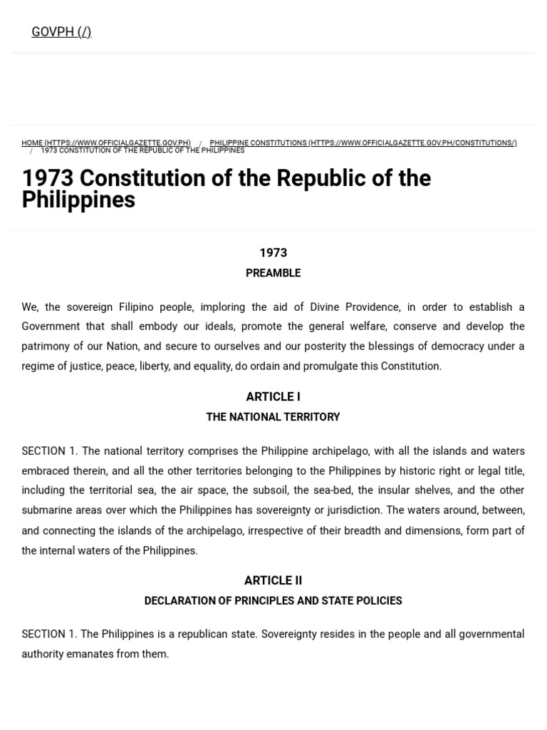 1973 Constitution of The Republic of The Philippines - Official Gazette ...