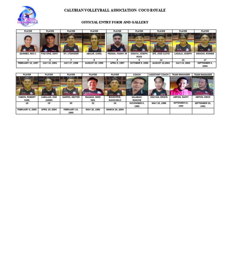 Cva Official Entry Form and Gallery | PDF