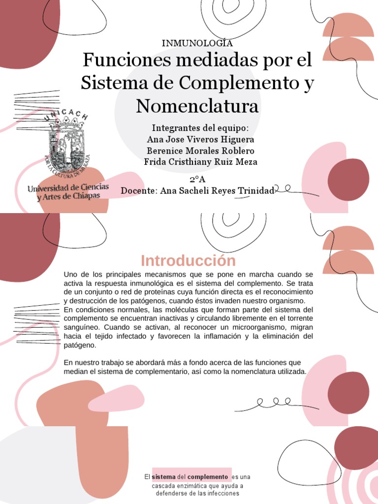 Sistema de Complemento: Funciones y Nomenclatura | PDF | Sistema ...