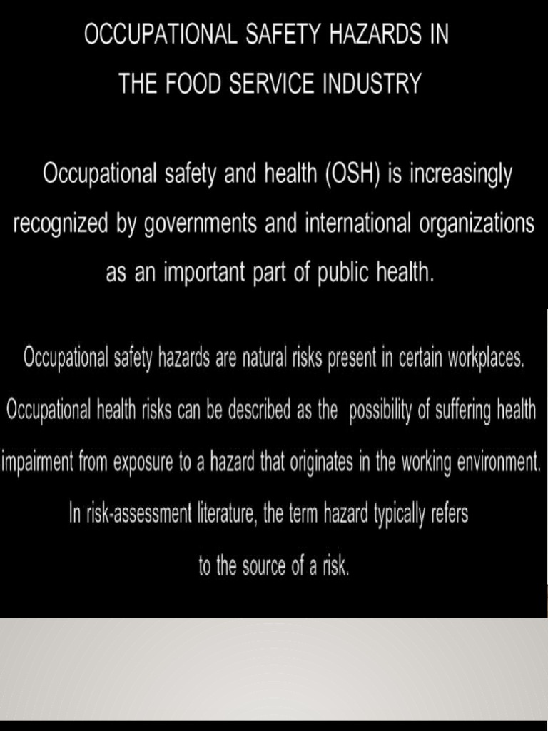 Chapter1 2 Occupational Safety Hazards and Personal Habits of Food ...