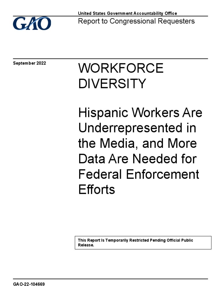 2022 GAO Report On Workforce Diversity | PDF | Equal Employment ...