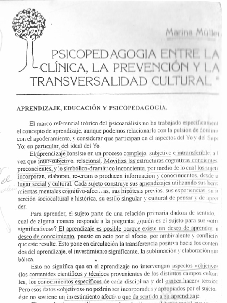 Müller Marina. Psicopedagogía Entre La Clinica, La Prevención y La ...
