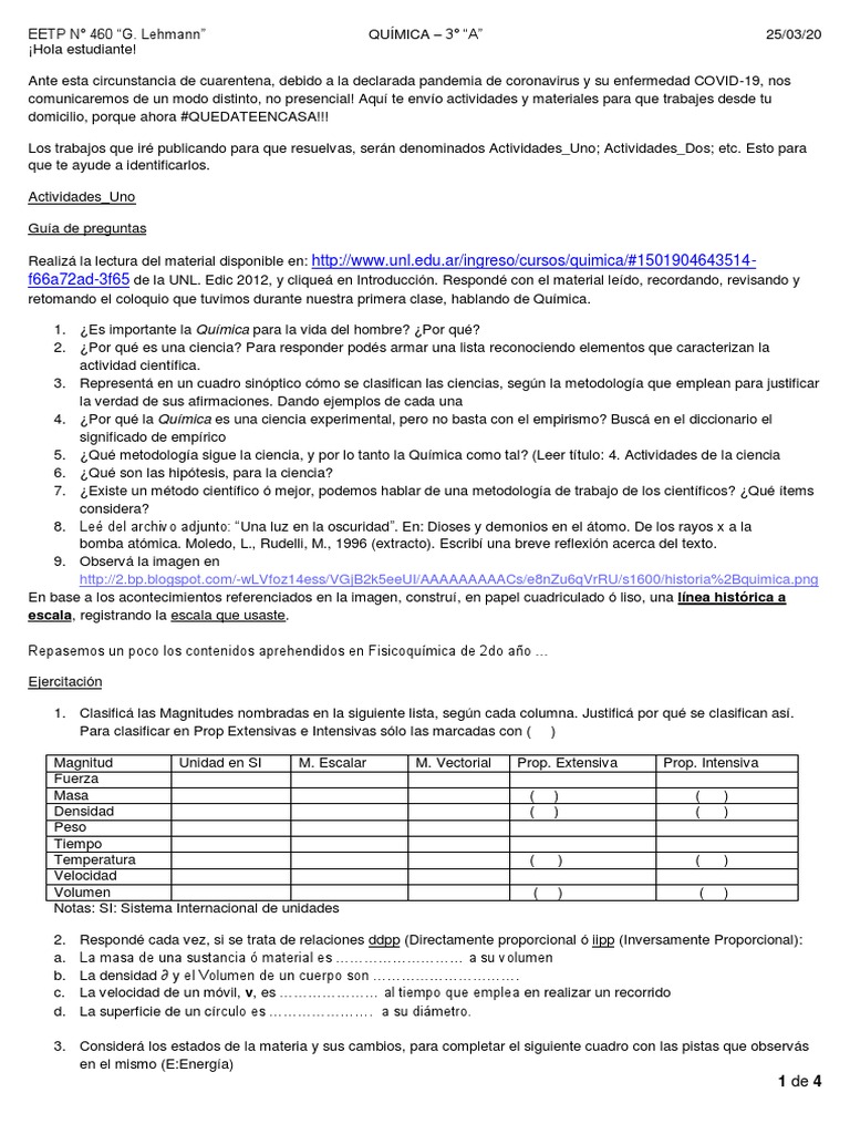 Actividades de Química para Cuarentena | PDF | Átomos | Química