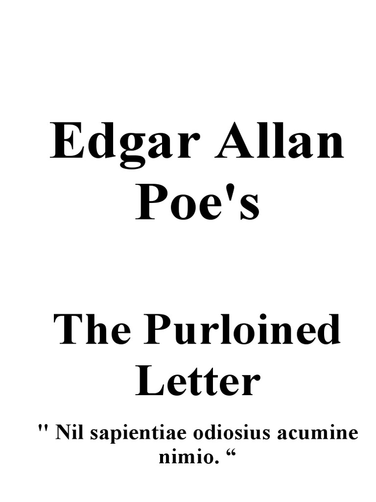 The Purloined Letter: A Mystery Unveiled | PDF | C. Auguste Dupin | Truth