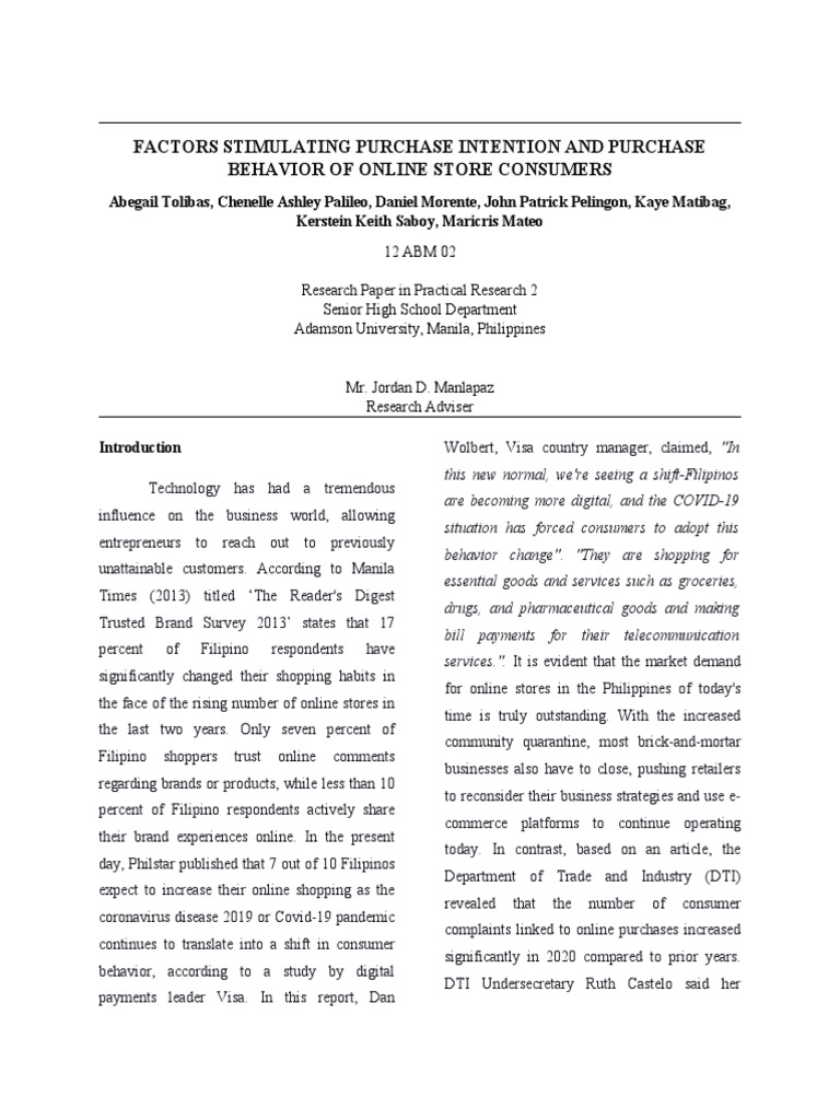 Research Paper IMRAD Group 5 (12ABM02) | PDF | Behavior | Online Shopping