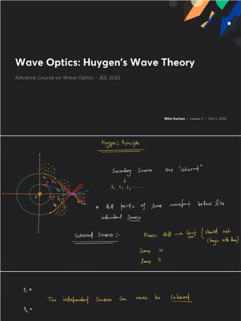 Wave Optics Huygens Wave Theory With Anno Pdf