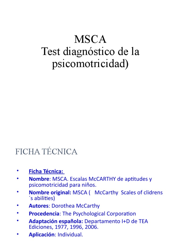 Escalas McCarthy de Psicomotricidad | PDF | Multiplicación | Memoria