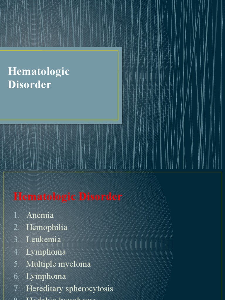 Hematologic Disorder | PDF | Anemia | Coagulation