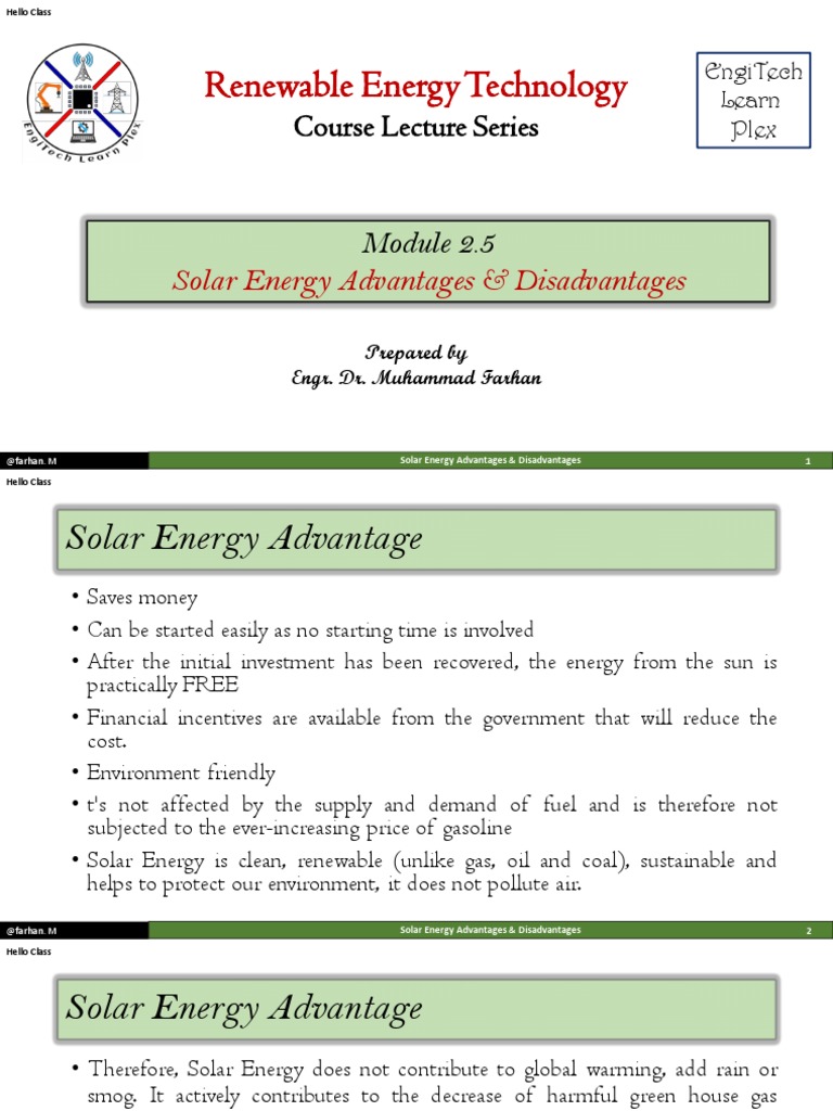 2.5 Solar Energy Advantages & Disadvantages | PDF | Solar Power | Solar ...