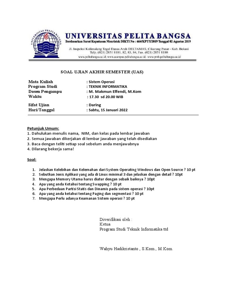 UTS+Sistem+Operasi+TI+19+D4 | PDF | Komputer