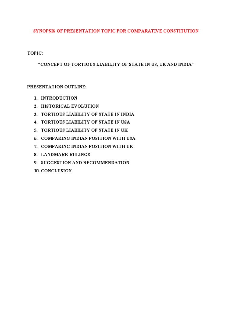 Synopsis of Presentation Topic For Comparative Constitution | PDF