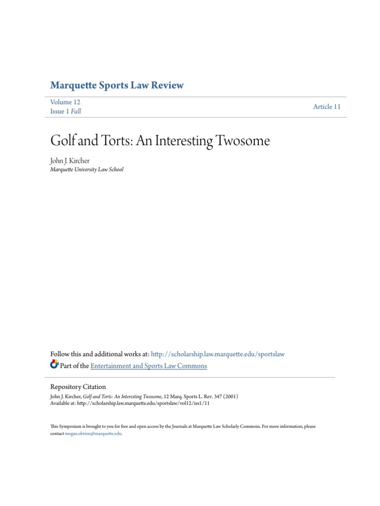 Golf and Torts: Legal Insights Explained | PDF | Negligence | Duty Of Care