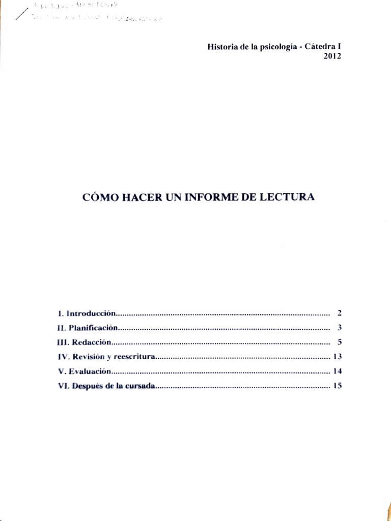 Como Hacer Un Informe de Lectura | PDF | Bibliografía | Psicoterapia
