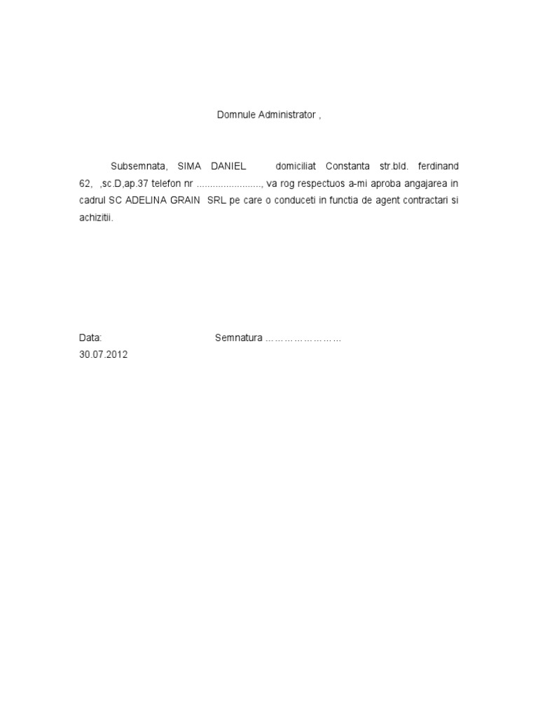 16 1 Cerere de Angajare SIMA | PDF