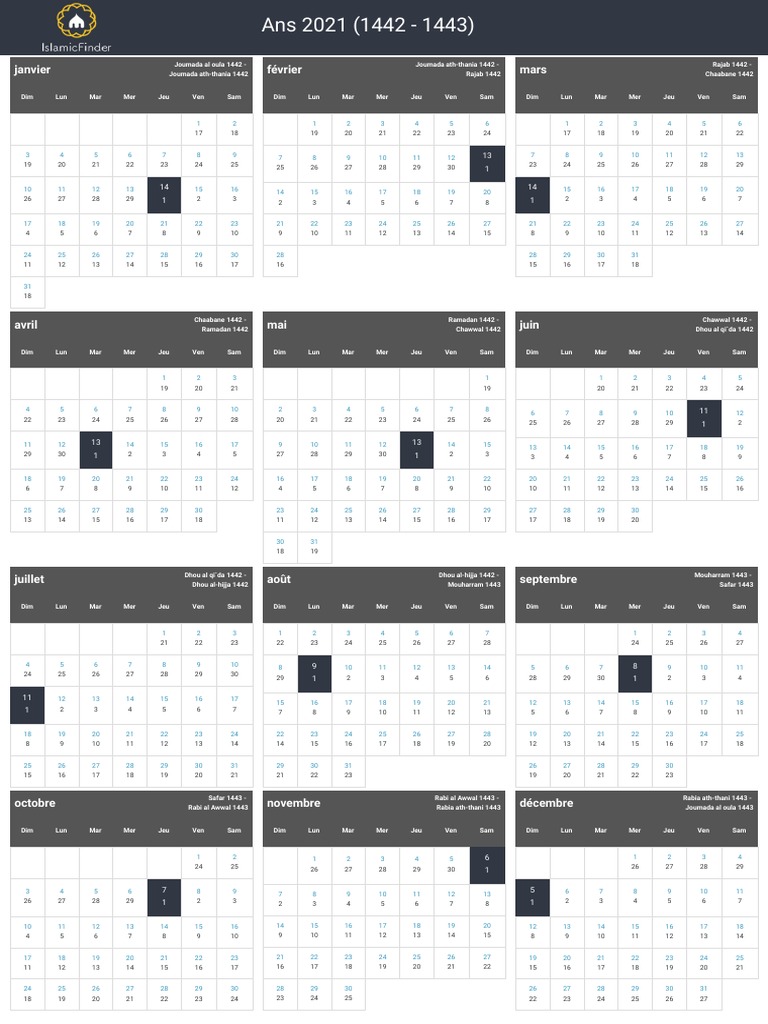 Monthly Islamic Calendar | PDF