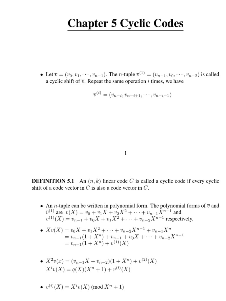 An In-Depth Exploration of Cyclic Codes | PDF | Telecommunications Engineering | Statistical Theory