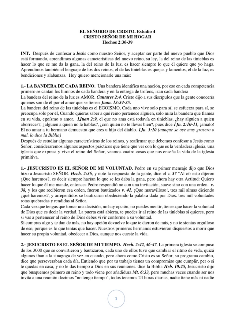 EL SEÑORIO DE CRISTO Estudio 4 | PDF | Cristo (título) | Jesús