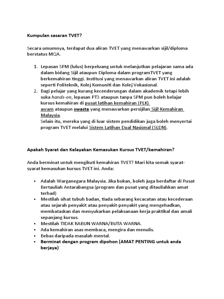 Isi Tvet | PDF